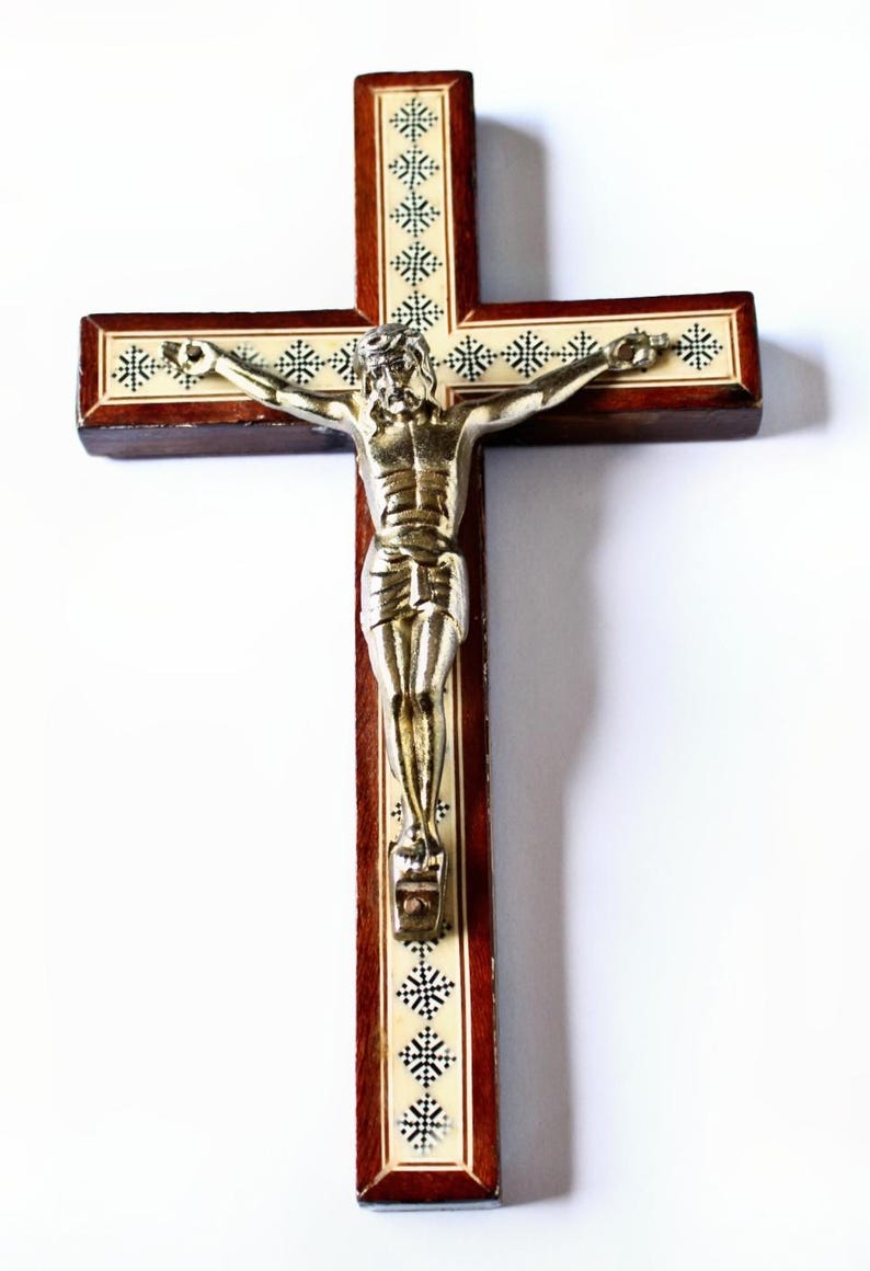 Christian Wall Wooden Crucifix Jesus Christ Cross Carved Brown Gift ...