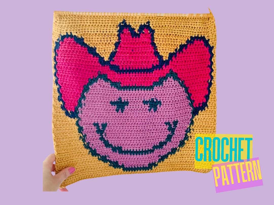 Crochet Smiley Cowboy Wall Hanging Intarsia Graphgan Tapestry- Pdf GRID ...