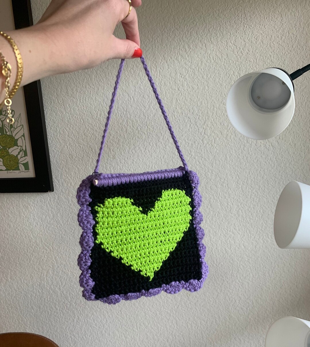 Crochet Handcrafted 100% Cotton Heart Wall Hanging Decor - Soft and ...