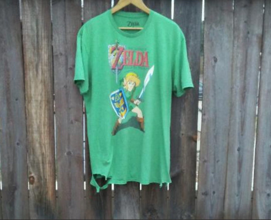 Distressed Legend of Zelda T-shirt, Adult XL, Grubby Green Graphic Tee ...