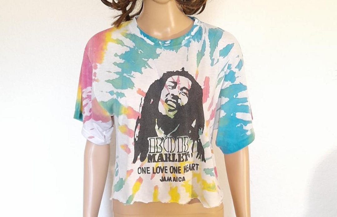 Bob Marley Tie Dye Crop Top, Distressed Reggae Tee - Etsy