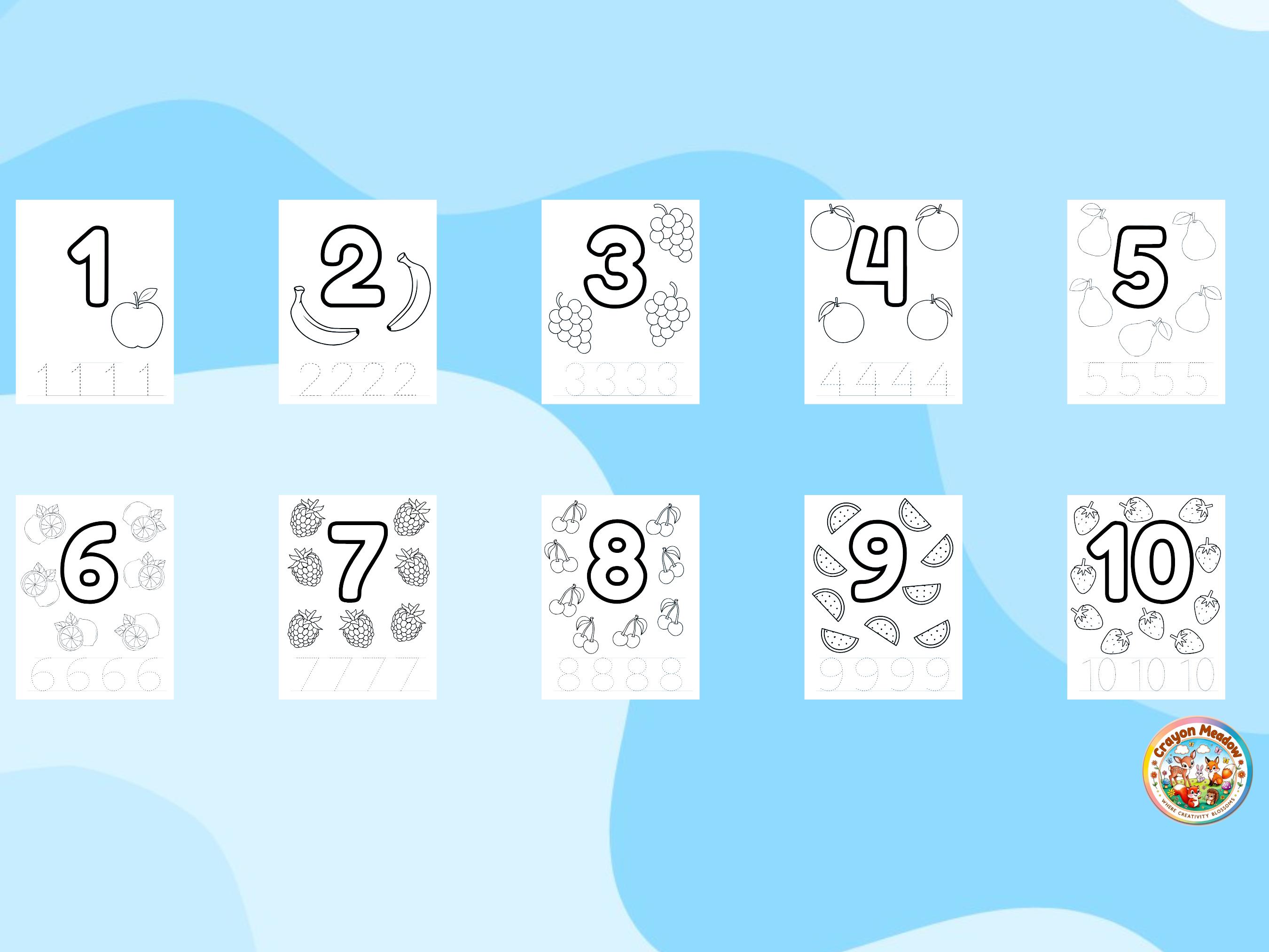 Number Tracing & Counting Worksheets for Toddlers | Preschool Math 1–10 ...