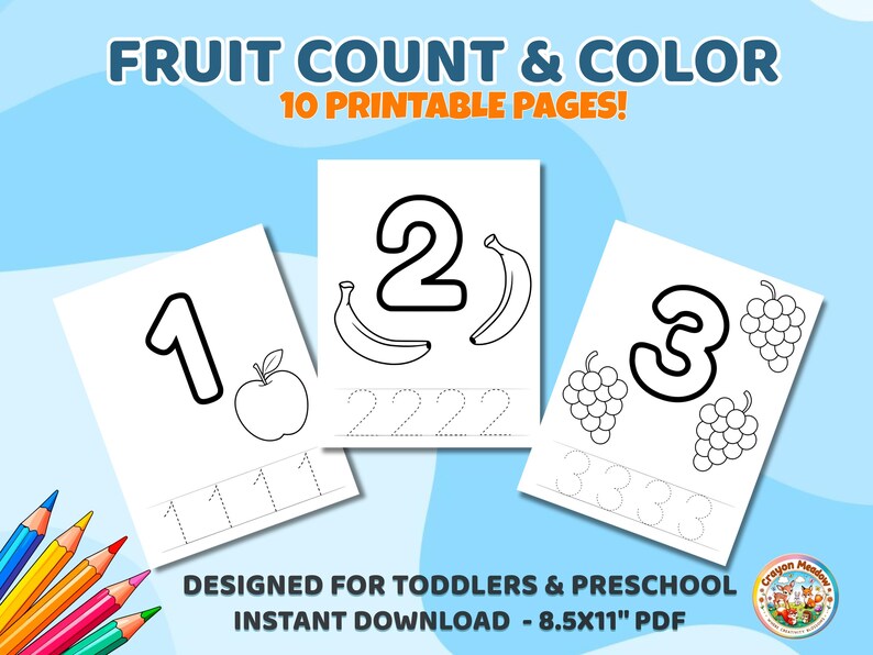 Number Tracing & Counting Worksheets for Toddlers | Preschool Math 1–10 ...