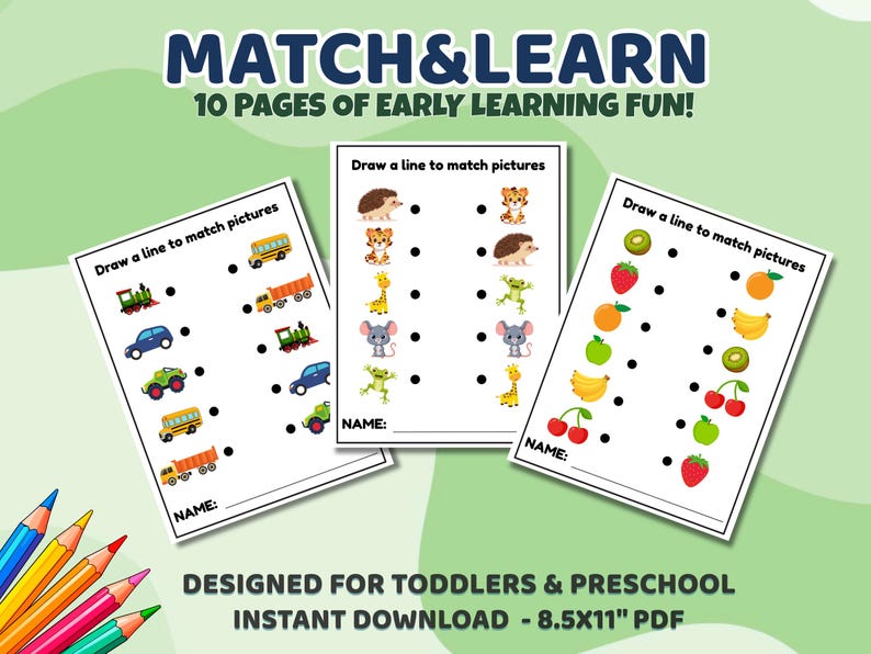 Matching Worksheets for Toddlers | Printable Busy Book Pages ...