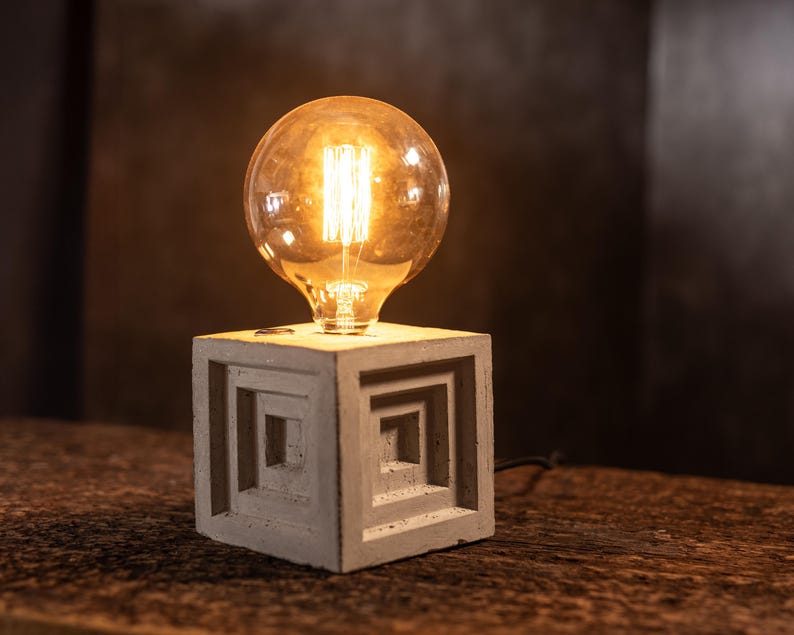 Industrial Concrete Table Lamp FORMA With Switch | Vintage Edison Bulb ...