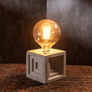Industrial Concrete Table Lamp FORMA With Switch | Vintage Edison Bulb ...