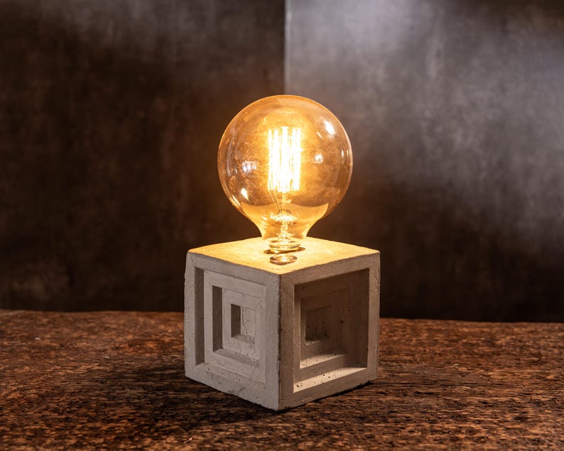 Industrial Concrete Table Lamp FORMA With Switch | Vintage Edison Bulb ...