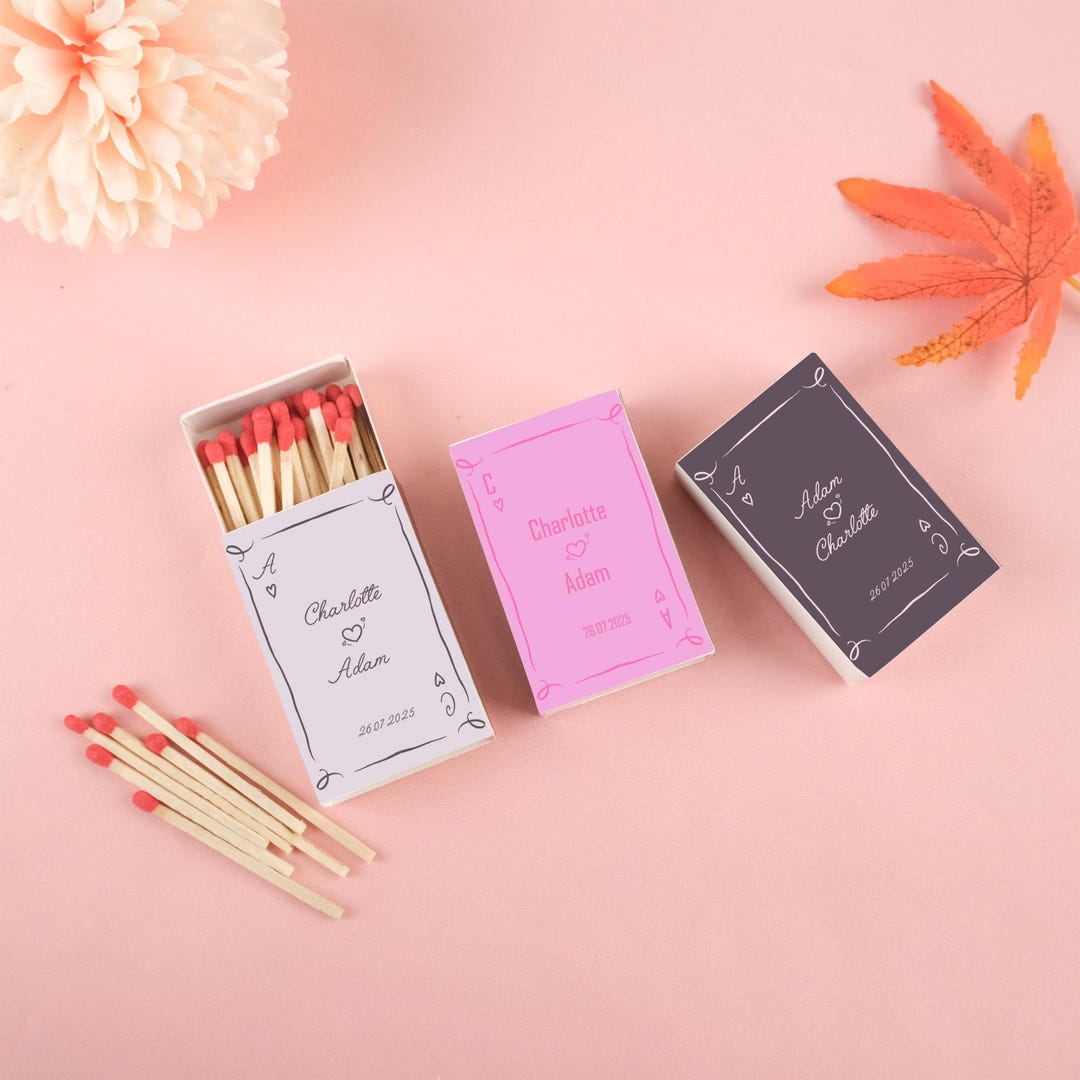 Custom Cute Matchbox Wedding Matches, Romantic Custom Matchbox Design ...