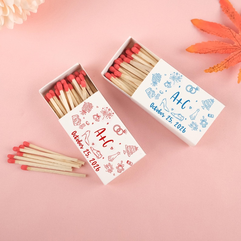 Custom Wedding Matchboxes, Romantic Custom Matchbox Design Custom ...