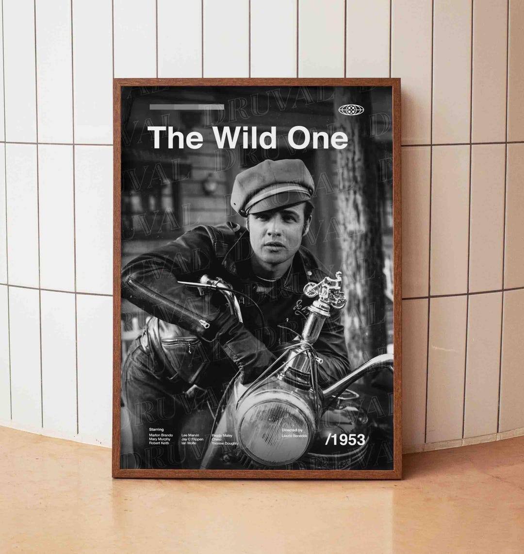 The Wild One Poster Print, Marlon Brando, Rebel Biker, Black and White ...