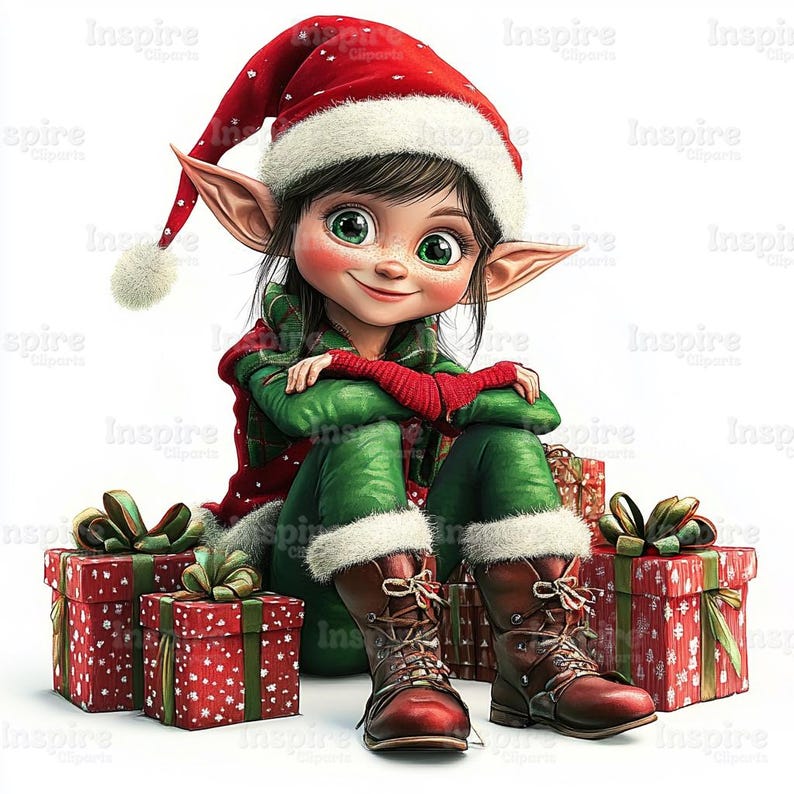 13 Christmas Elf Clipart: Watercolor Santa's Helpers (jpgs) - Etsy