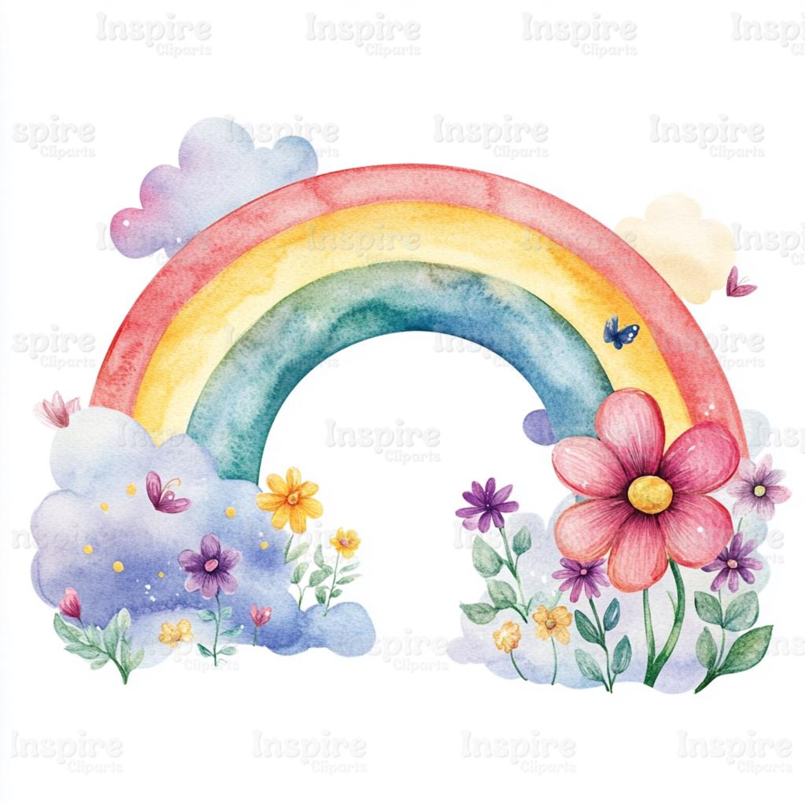 15 Assorted Rainbow Clipart, Floral Nursery Rainbow, Printable ...