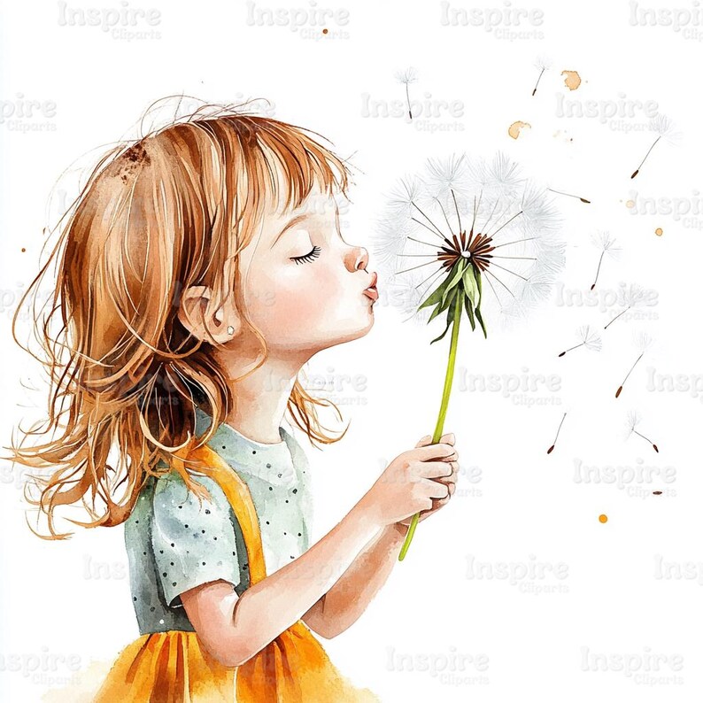 15 Children's Clipart With Dandelions, Girl With Dandelion, Printable ...