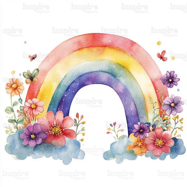 15 Assorted Rainbow Clipart, Floral Nursery Rainbow, Printable ...