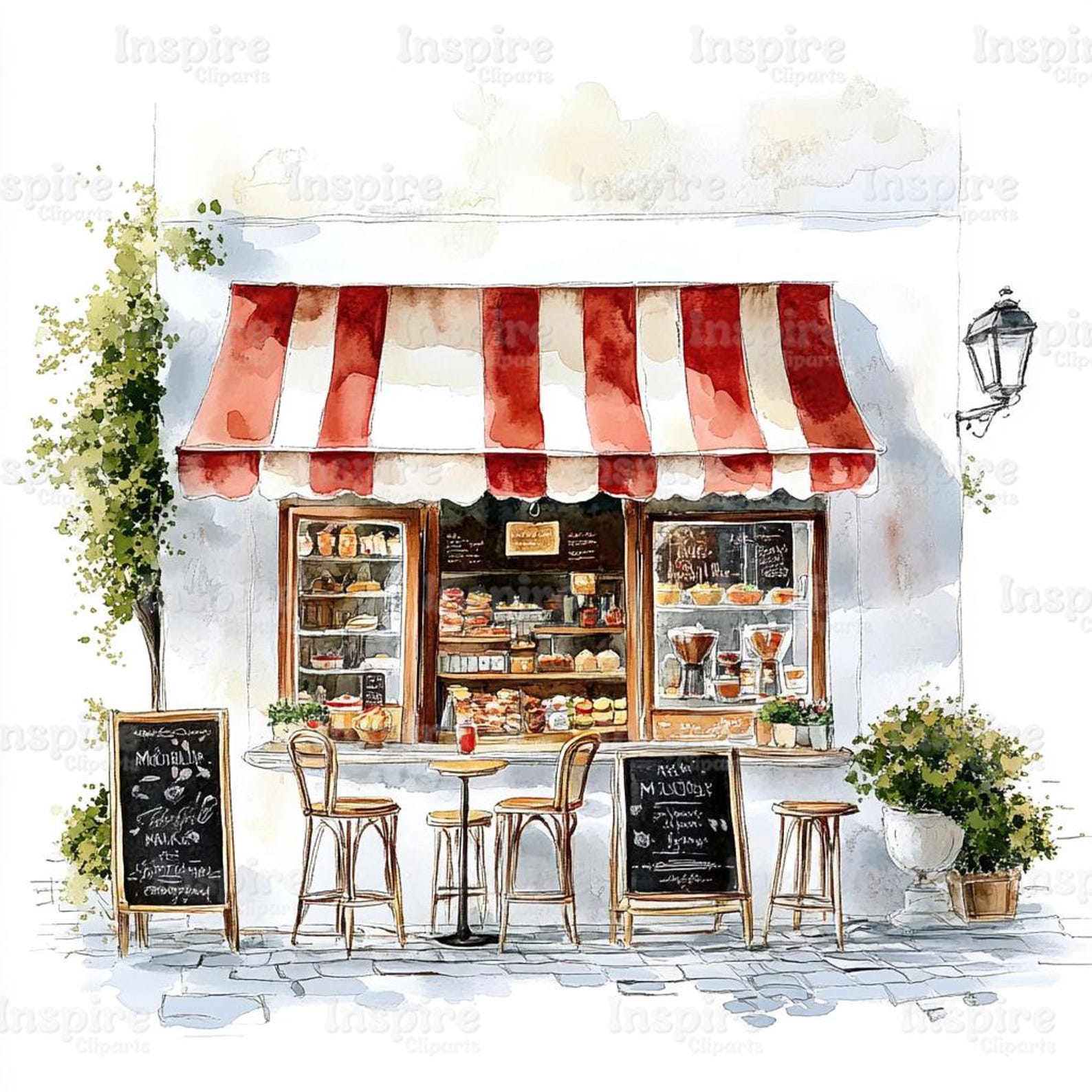 15 Italian Cafes Clipart Designs, Wall Decor, Street Cafe, Printable ...