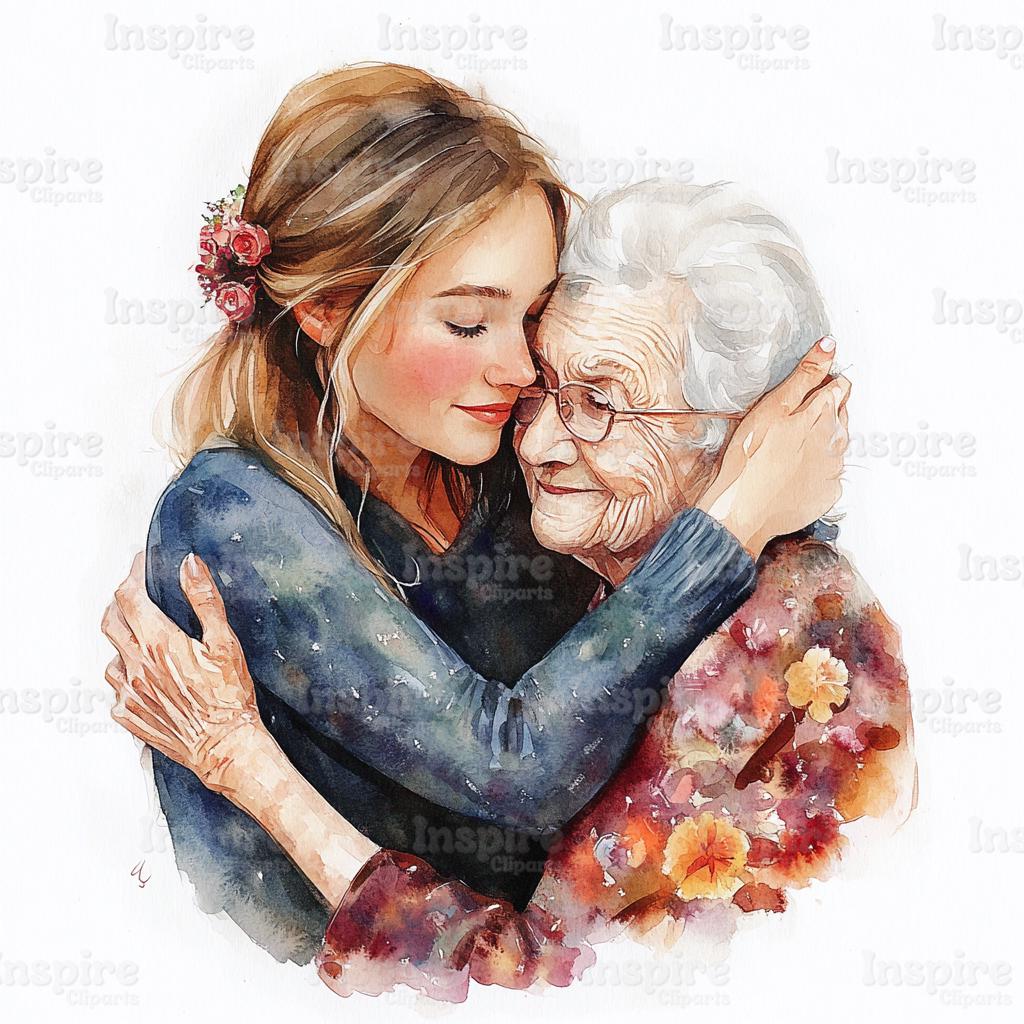 Mother's Day Watercolor Clipart: Mother-daughter Art (digital Download ...