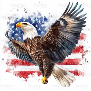 Patriotic Eagle Clipart Set, 15 USA Flag, Independence Day, Printable ...