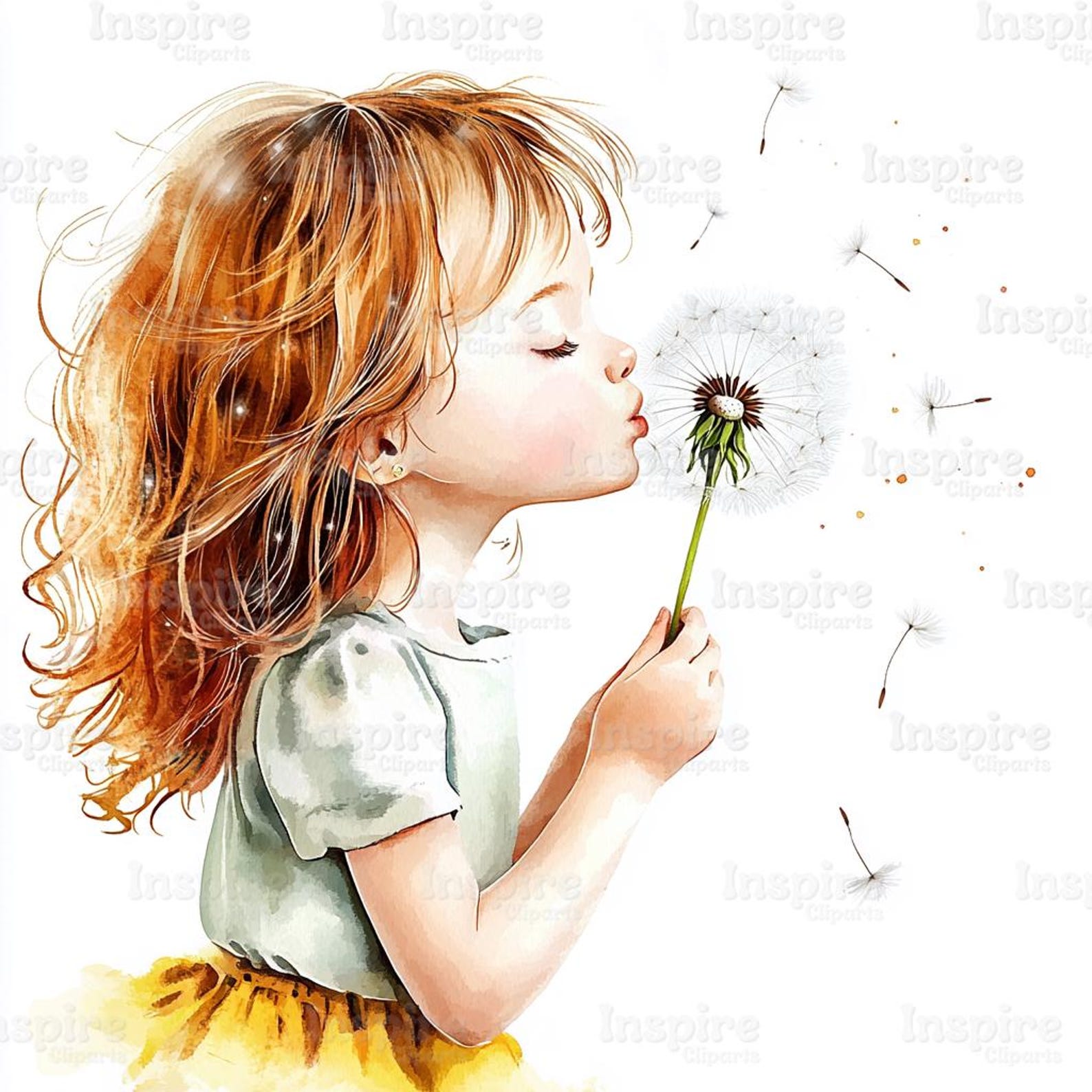 15 Children's Clipart With Dandelions, Girl With Dandelion, Printable ...