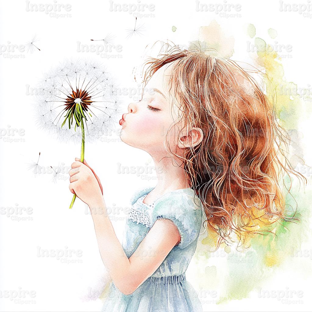 15 Children's Clipart With Dandelions, Girl With Dandelion, Printable ...