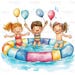 Pool Party Watercolor Clipart Set: Children's Artwork (digital Download ...