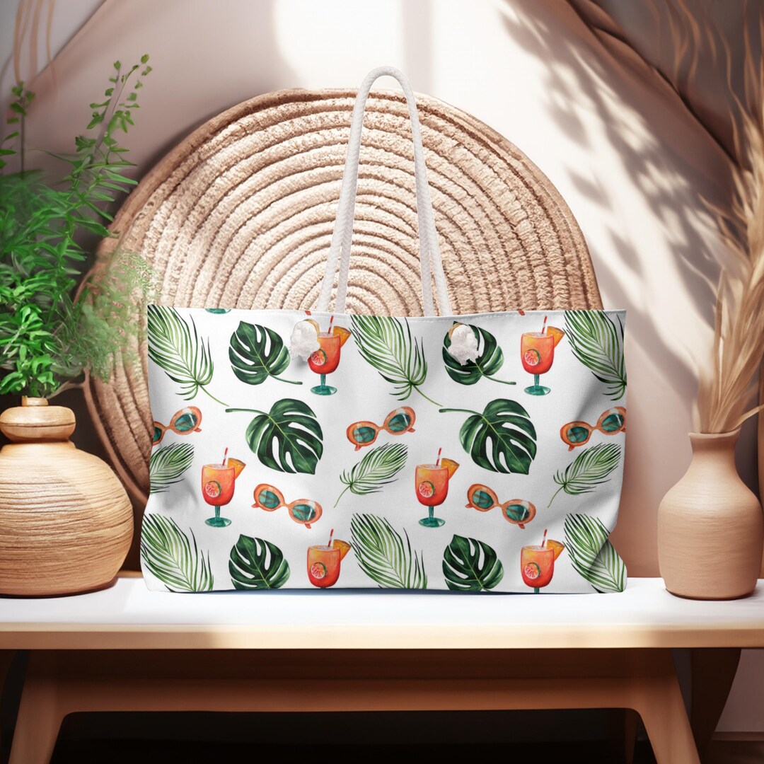 Summer Tote Bag - Large Travel Shoulder Bag, Tropical Vacation Purse ...
