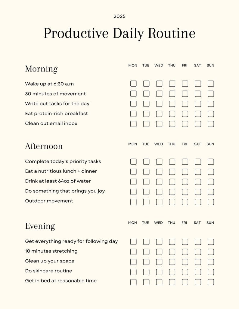 Minimalist Productive Daily Routine Planner - Etsy