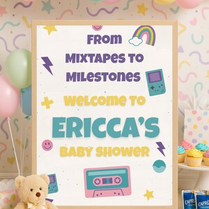 Straight Out of the 90’s Baby Shower Welcome Sign| 90’s Themed Baby ...