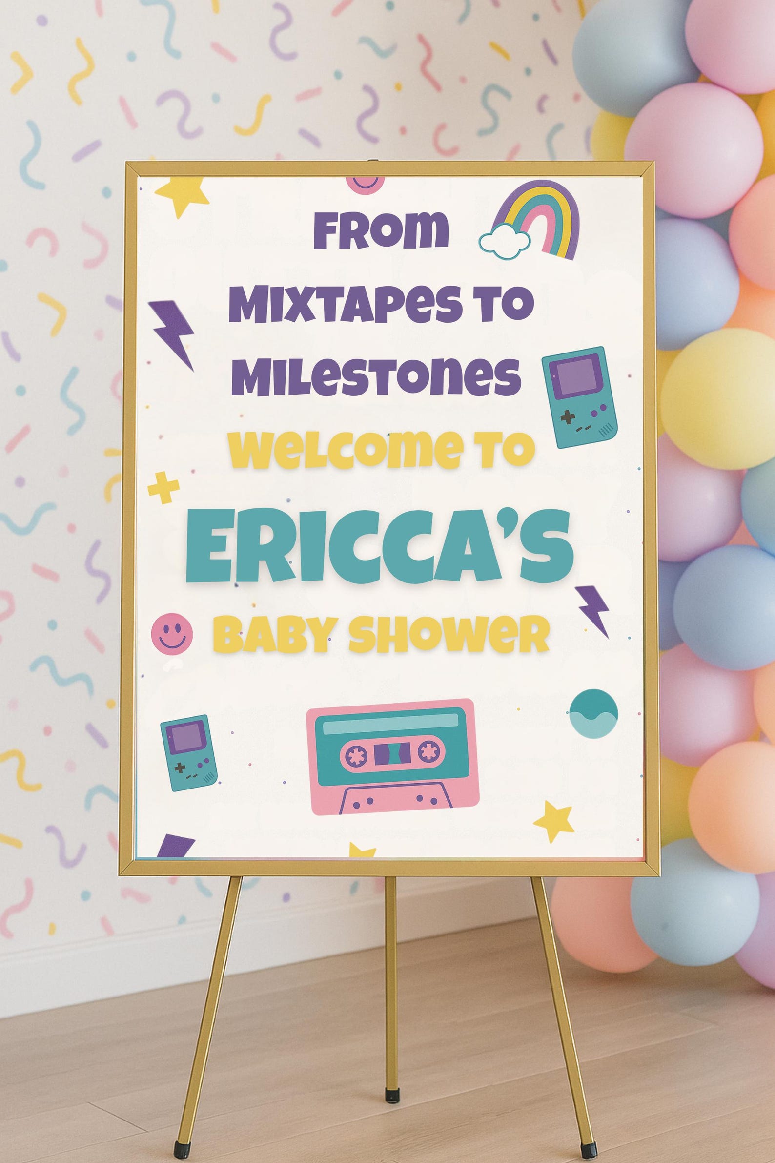 Straight Out of the 90’s Baby Shower Welcome Sign| 90’s Themed Baby ...