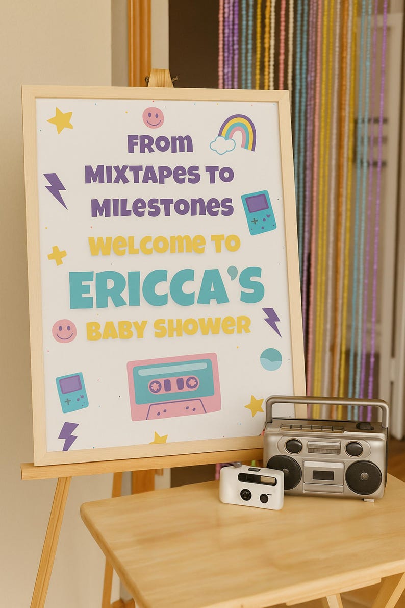 Straight Out of the 90’s Baby Shower Welcome Sign| 90’s Themed Baby ...