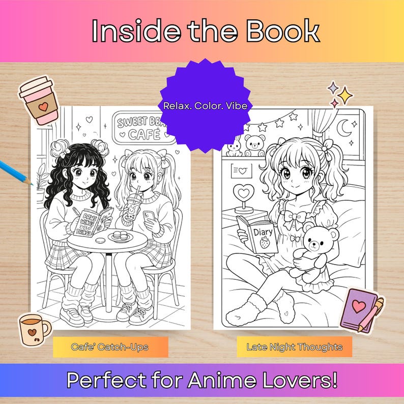 Color Me Kawaii Printable Coloring Book for Teens & Adults – 21 Cute ...
