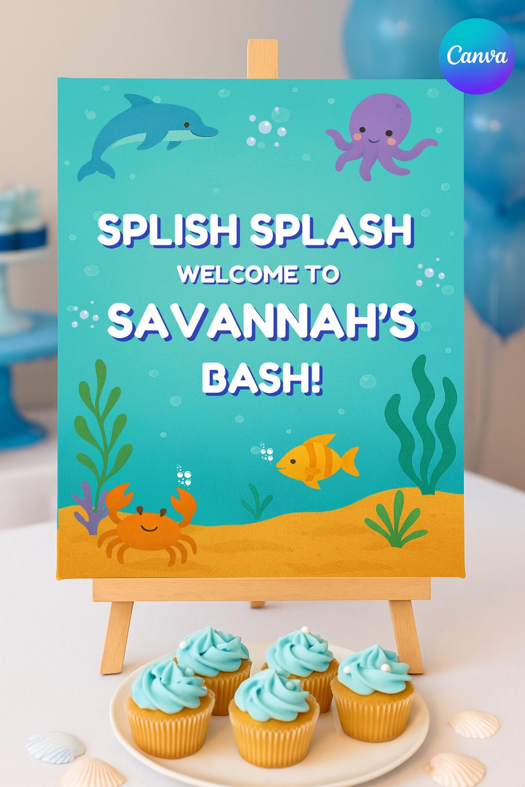 Splish Splash Baby Shower Welcome Sign | Ocean Theme Party Decor ...