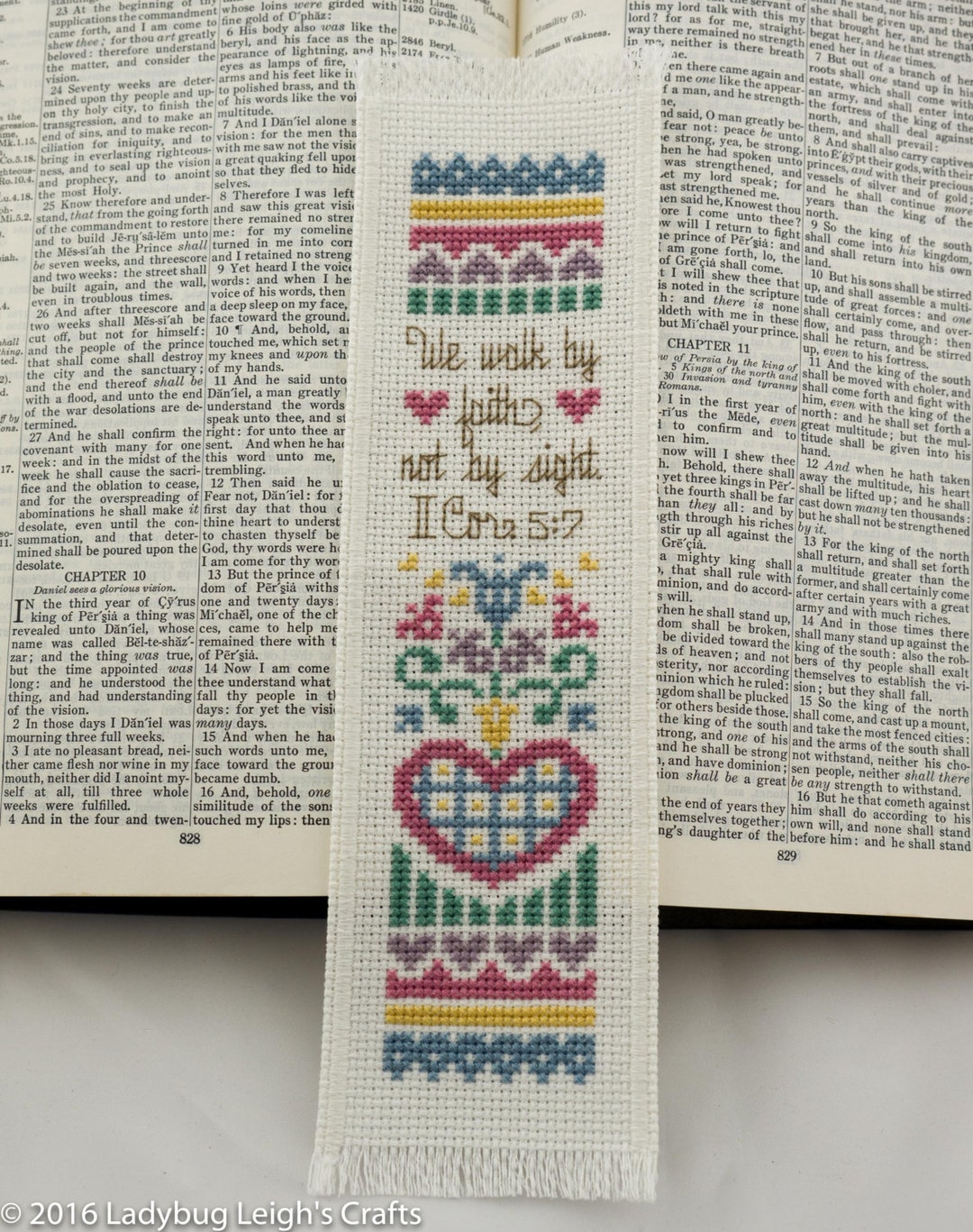 Cross Stitch Bookmark Handmade Christian Gift II Corinthians 5:7 We ...
