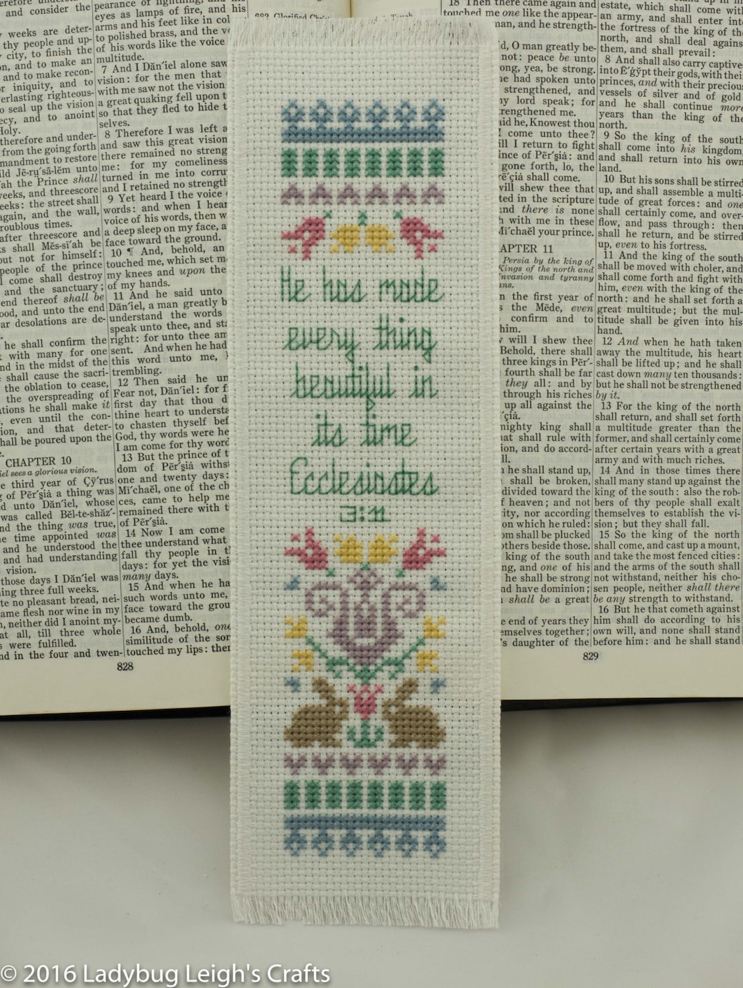Cross Stitch Bookmark Handmade Christian Gift Ecclesiastes 3:11 He Has ...