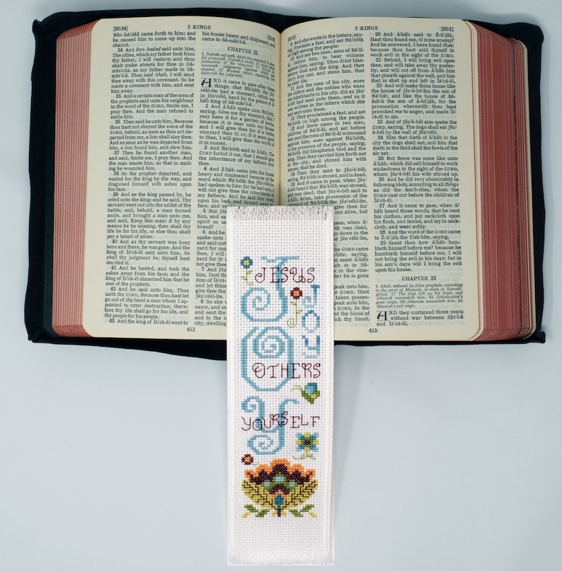 Cross Stitch Bookmark Handmade Christian Gift JOY Jesus Others - Etsy
