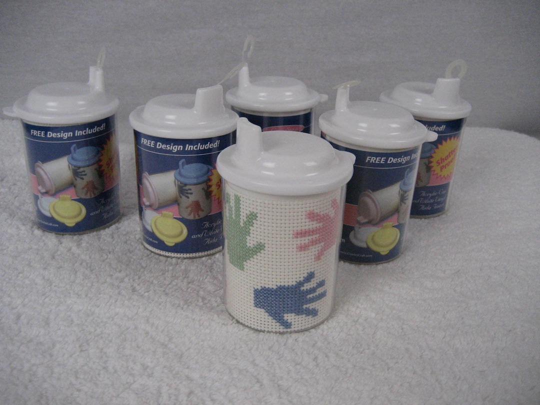 Cross Stitch Sippie Sippy Cups - Lot of 6 - Charles Craft W/ Pattern ...