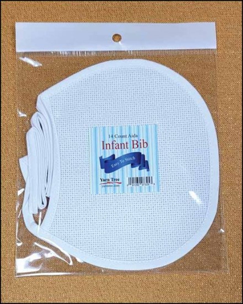 Cross Stitch Baby Bibs White Aida Cotton 14 Stitch Count Baby Boy or ...