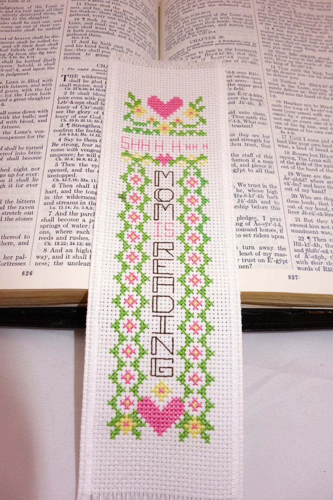 Cross Stitch Bookmark for Mom - Shhhh Mom is Reading - Perfect for ...