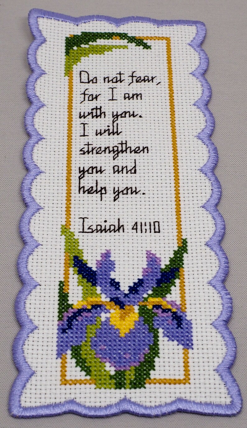 Cross Stitch Christian Bookmark - Isaiah 41:10 Do Not Fear, for I Am ...
