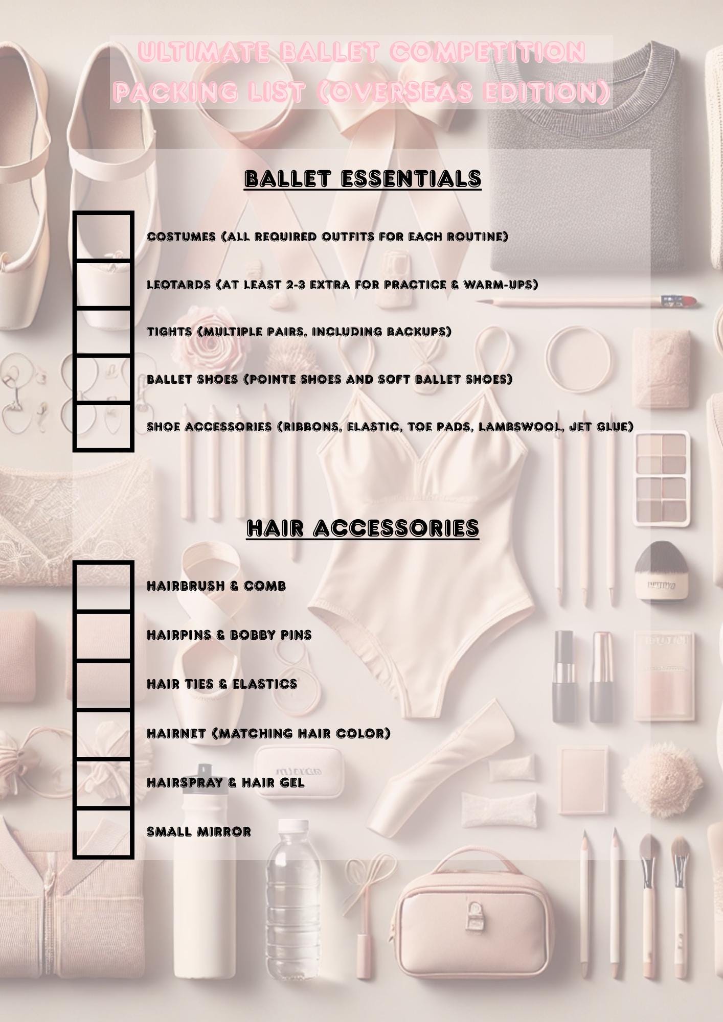 Ultimate Ballet Competition Packing List | Printable Dance Competition ...