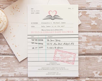 Bookmark Favors Library Card Build-a-library Baby Shower | Etsy