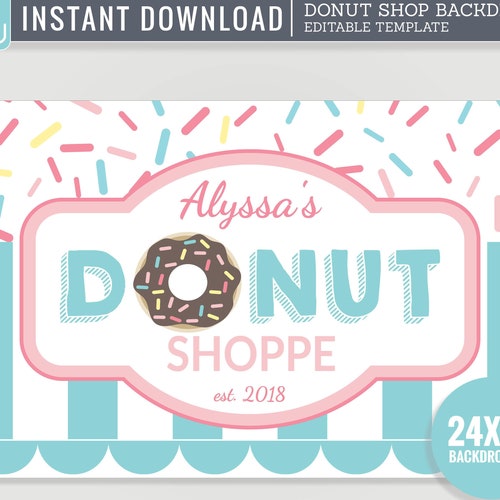 Donut Party Happy Birthday Banner / Instant Download / Digital - Etsy