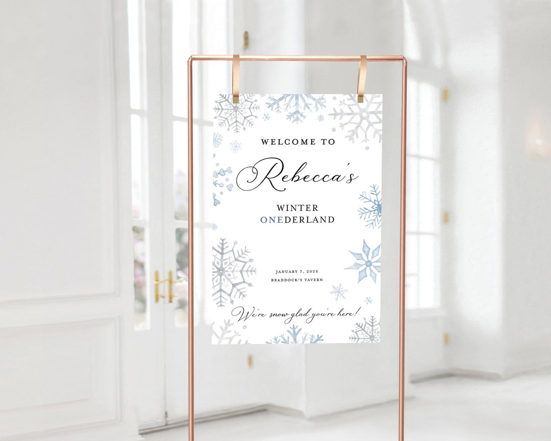 Winter Onederland Welcome Sign - Winter Theme First Birthday ...
