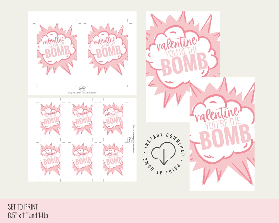 Valentine You're the Bomb Tag Template Printable | Etsy