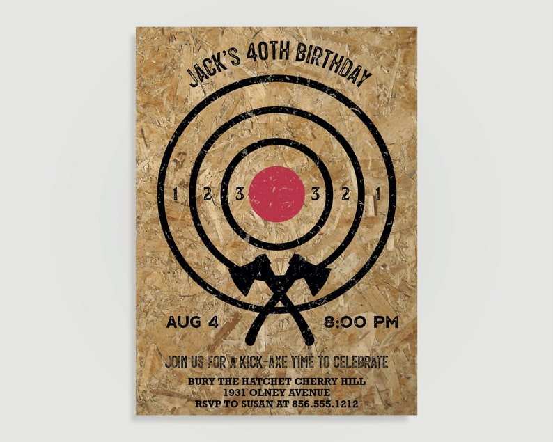 Axe Throwing Birthday Party Invitation Bachelor Party | Etsy
