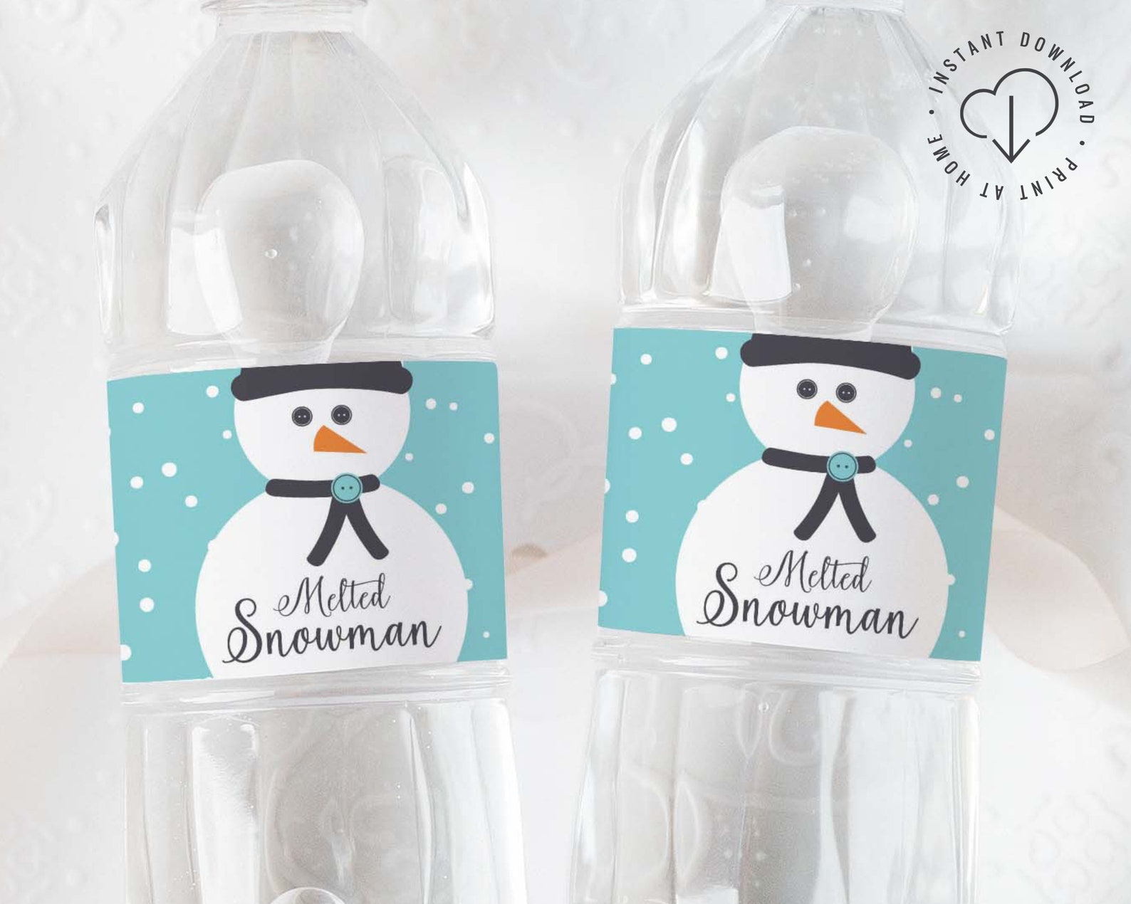 Melted Snowman Water Bottle Label DIY Digital Files Baby It's Cold ...