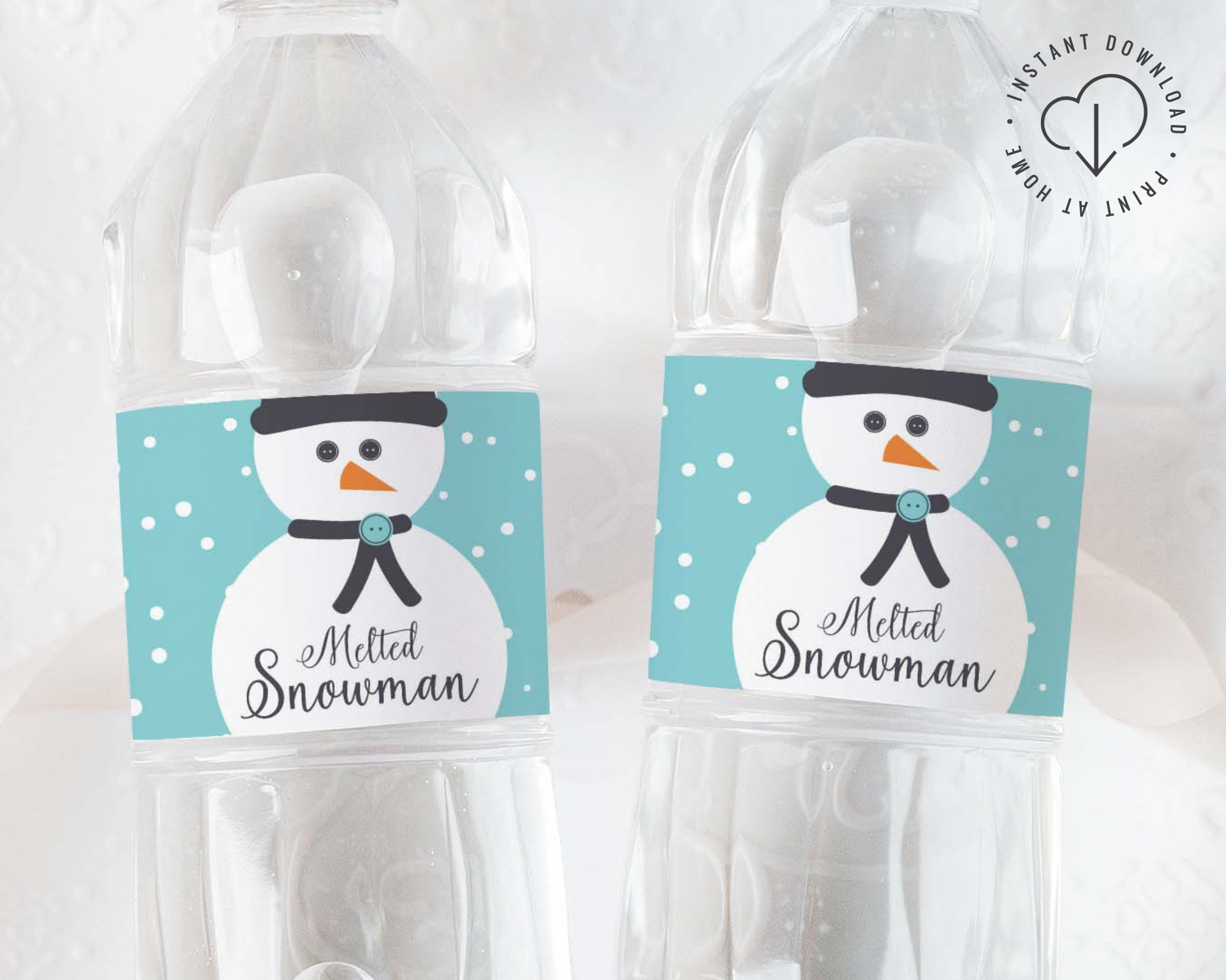 Melted Snowman Water Bottle Labels