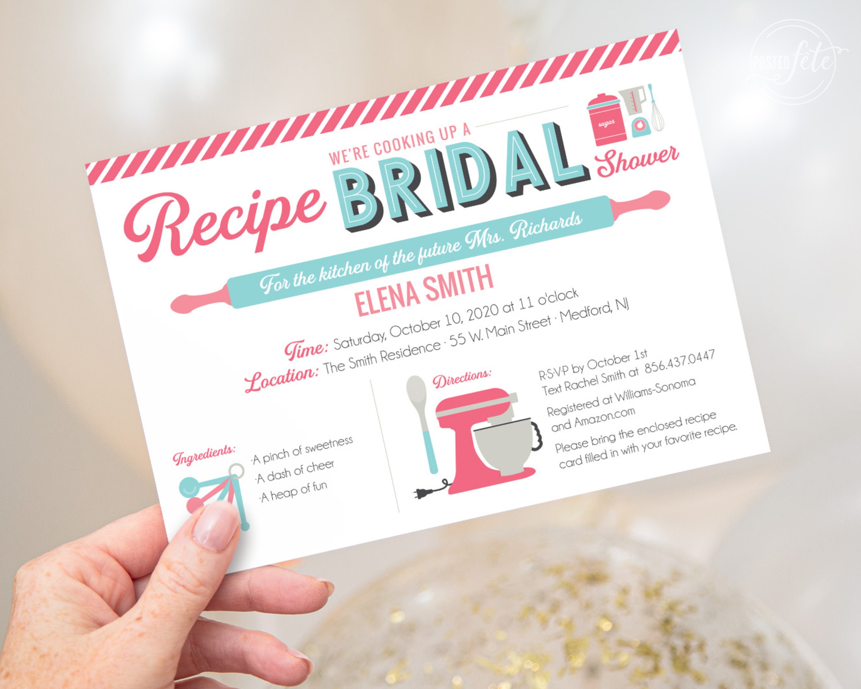 Recipe Shower Invitation Stock the Kitchen Bridal Shower | Etsy