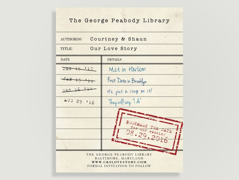 Library Card Save the Date Timeline Magnet Available | Etsy