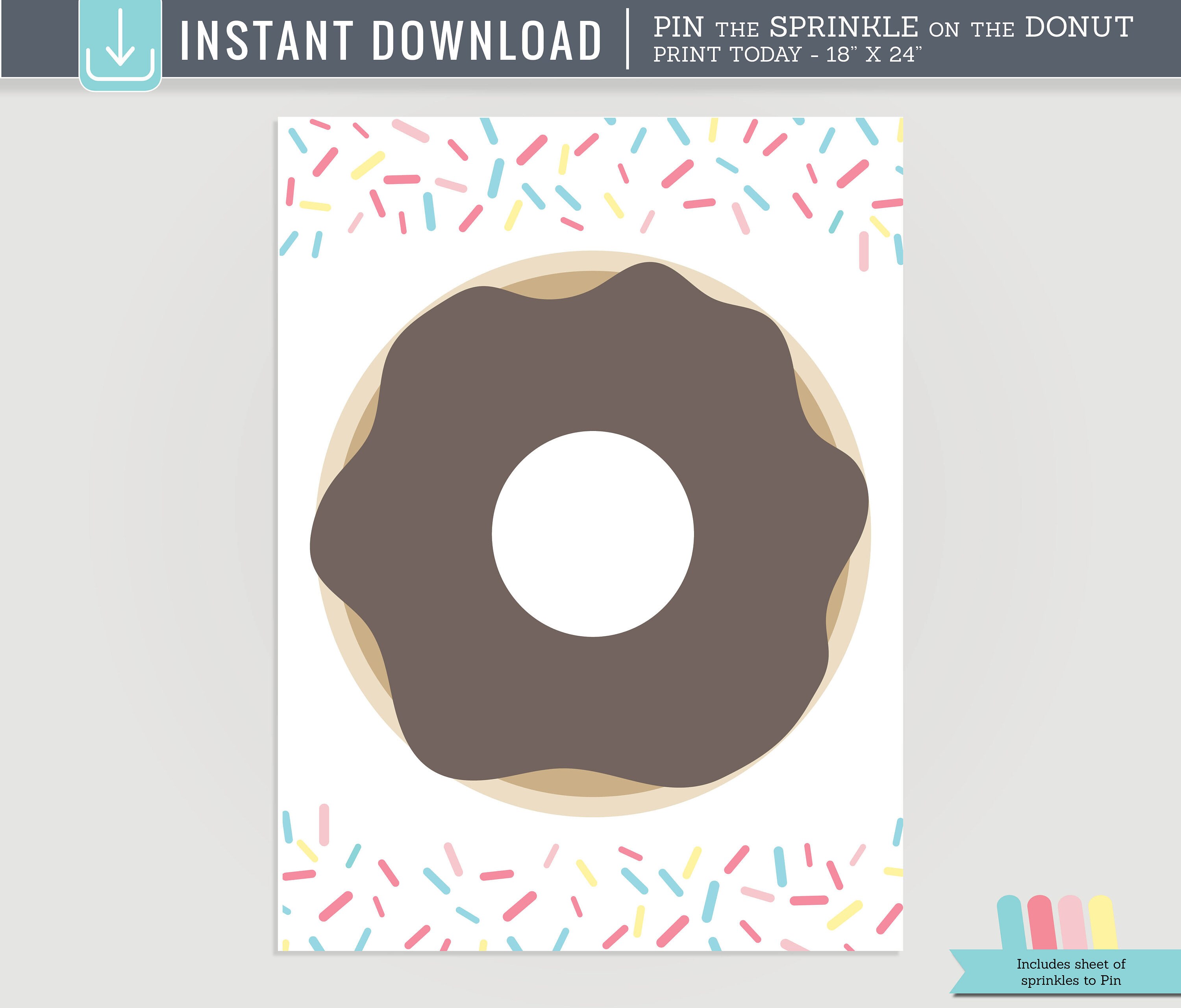 Donut Grow Up Party Game Pin the Sprinkle on the Donut | Etsy