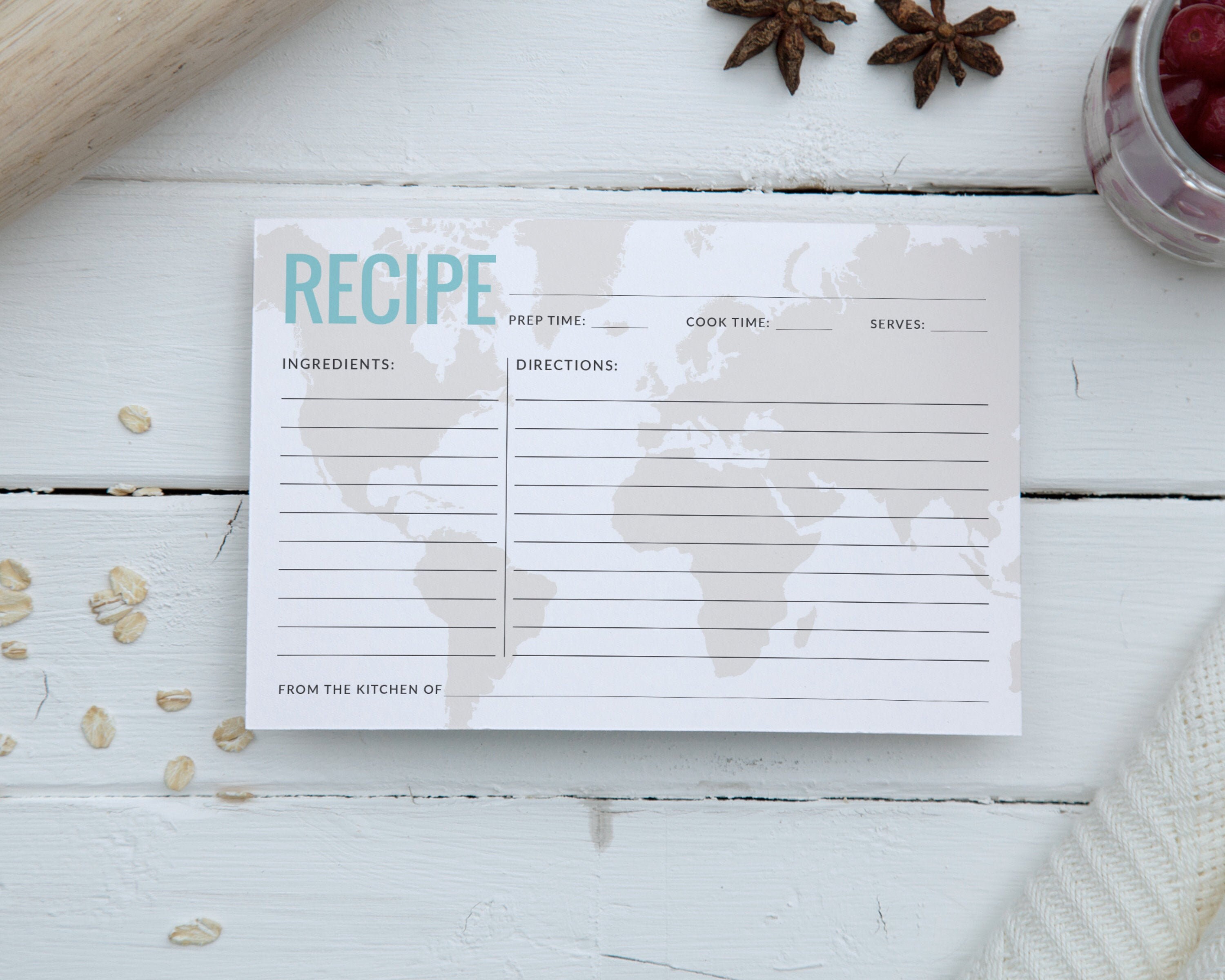 Travel Bridal Shower Recipe Cards World Map Recipe Cards - Etsy